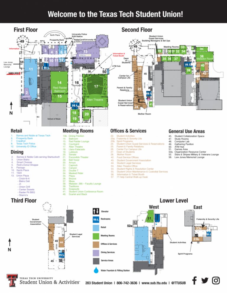 Sub Map | Student Union & Activities | Ttu - Texas Tech Housing Map ...